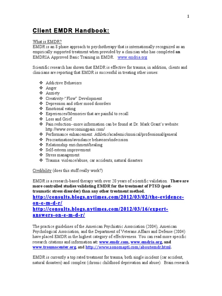 Client EMDR Handbook_ver3 | Eye Movement Desensitization And ...