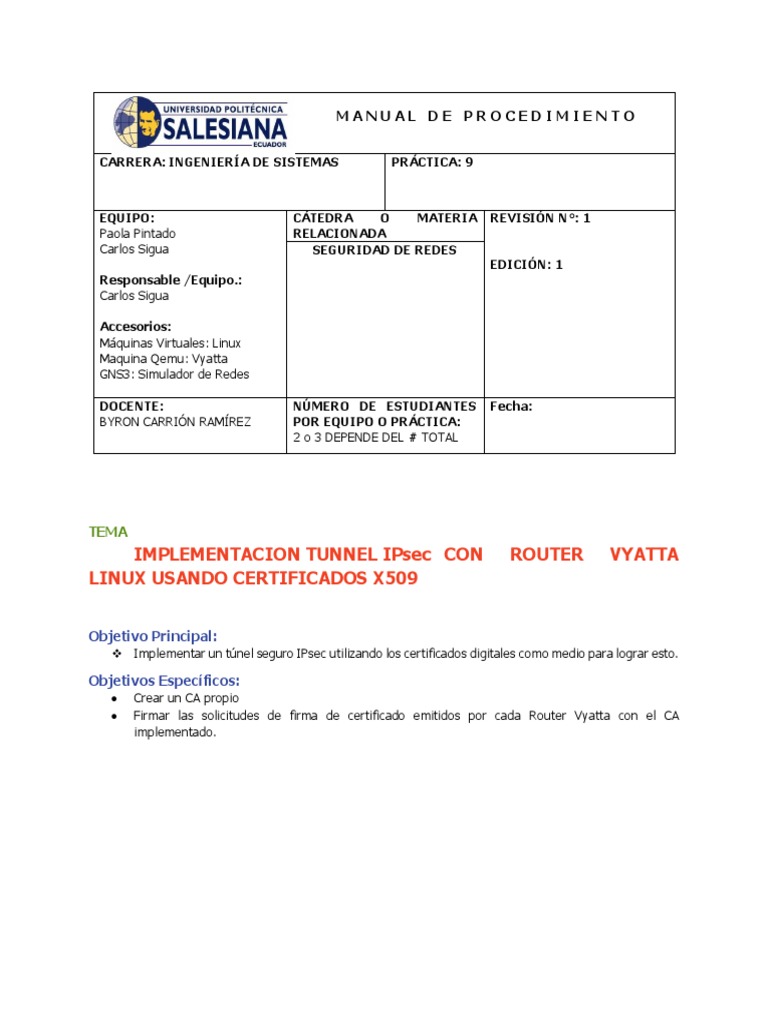 Practica 9 Tunnel IPsec Over Vyatta Router Linux Con Certificados x509 ...