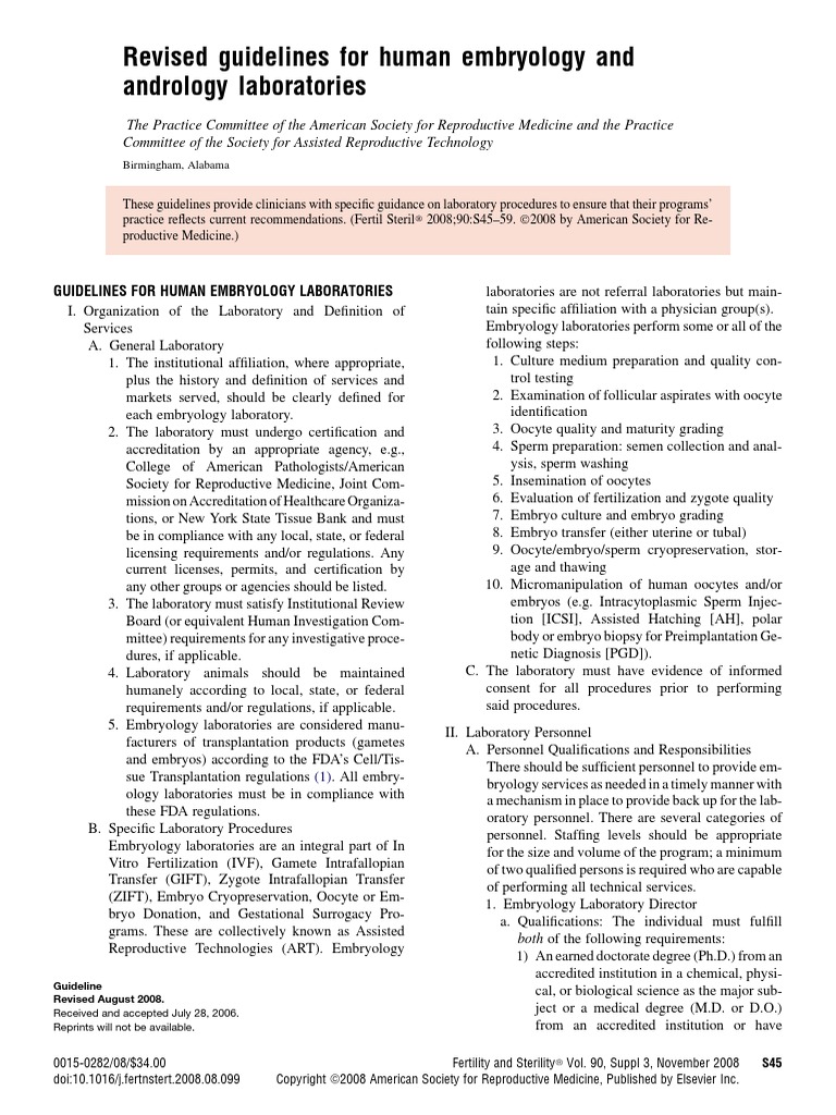 ASRM - Revised Guidelines For Human Embryology and Andrology ...