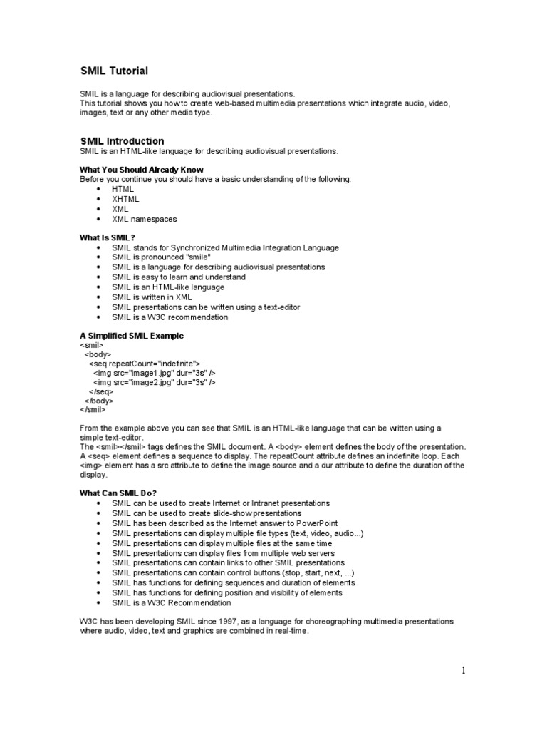 SMIL Tutorial | PDF | Html Element | Html