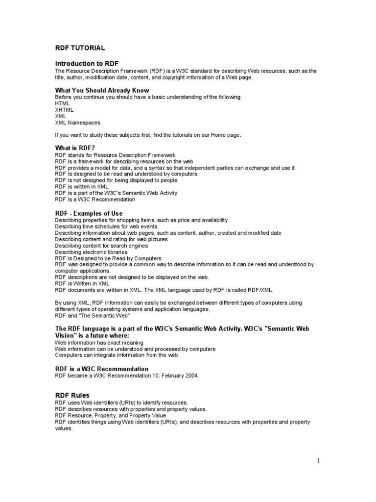 Rdf Tutorial Pdf Resource Description Framework Semantic Web