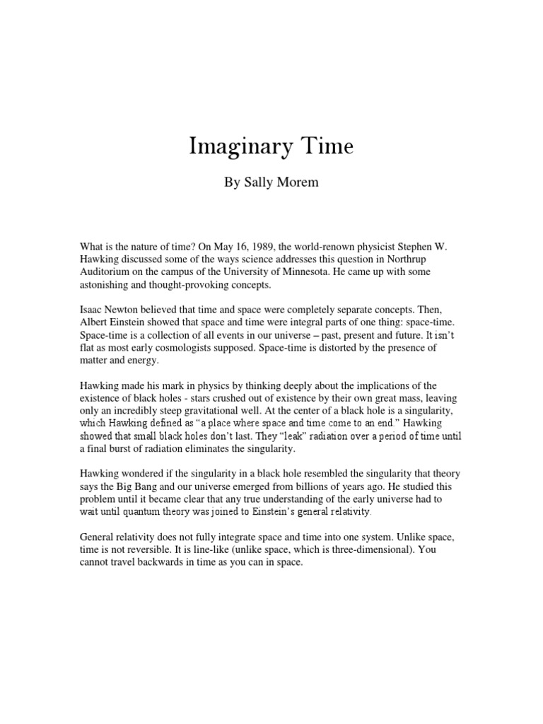 Imaginary Time | PDF | Black Hole | Stephen Hawking