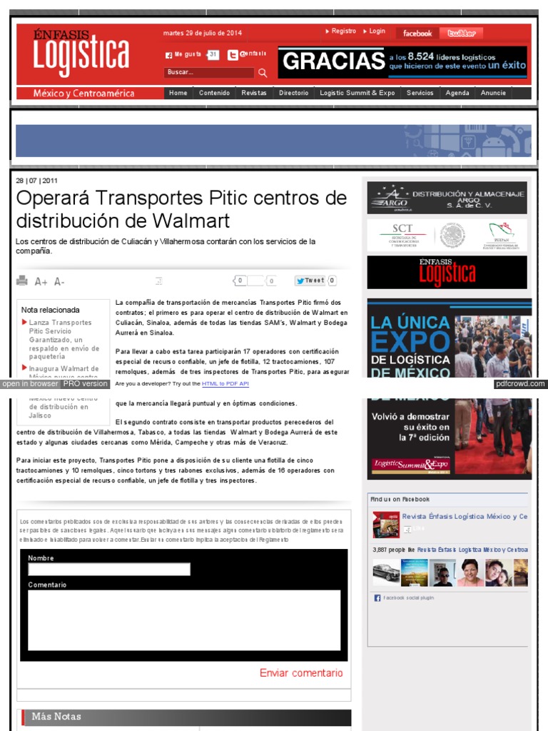 Operará Transportes Pitic Centros de Distribución de Walmart | PDF ...