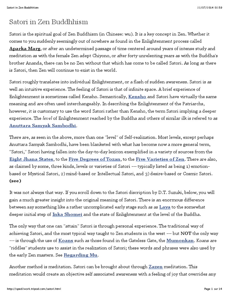 Satori In Zen Buddhhism Pdf Enlightenment In Buddhism Zen