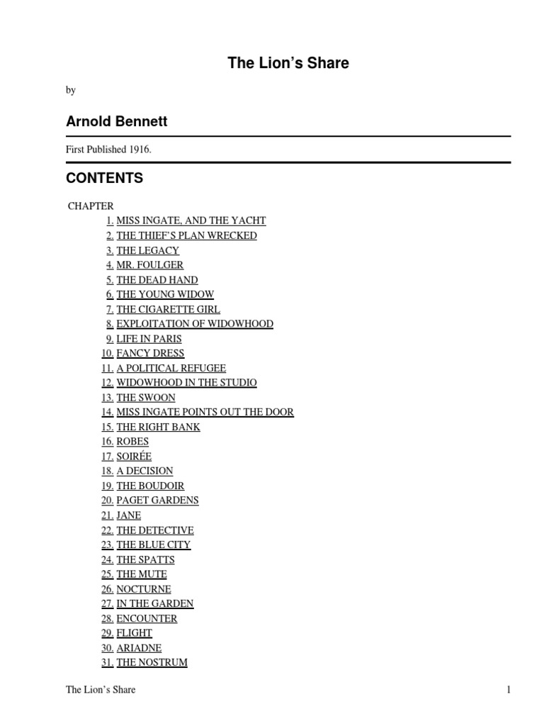 The Lion's Share by Bennett, Arnold, 1867-1931 | PDF