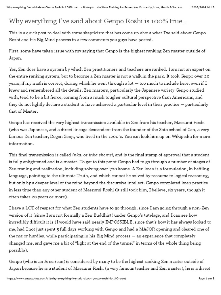 Why Everything I've Said About Genpo Roshi Is 100% True... Holosync ...