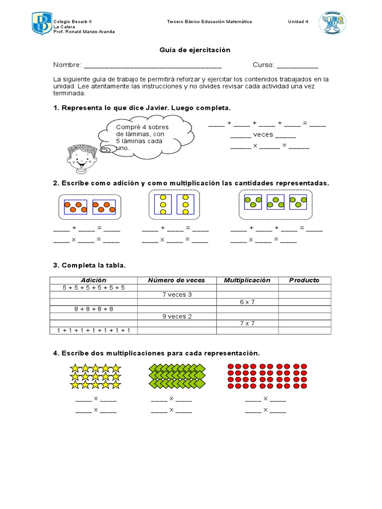 Guia1 Multiplicación Tercero Básico | PDF