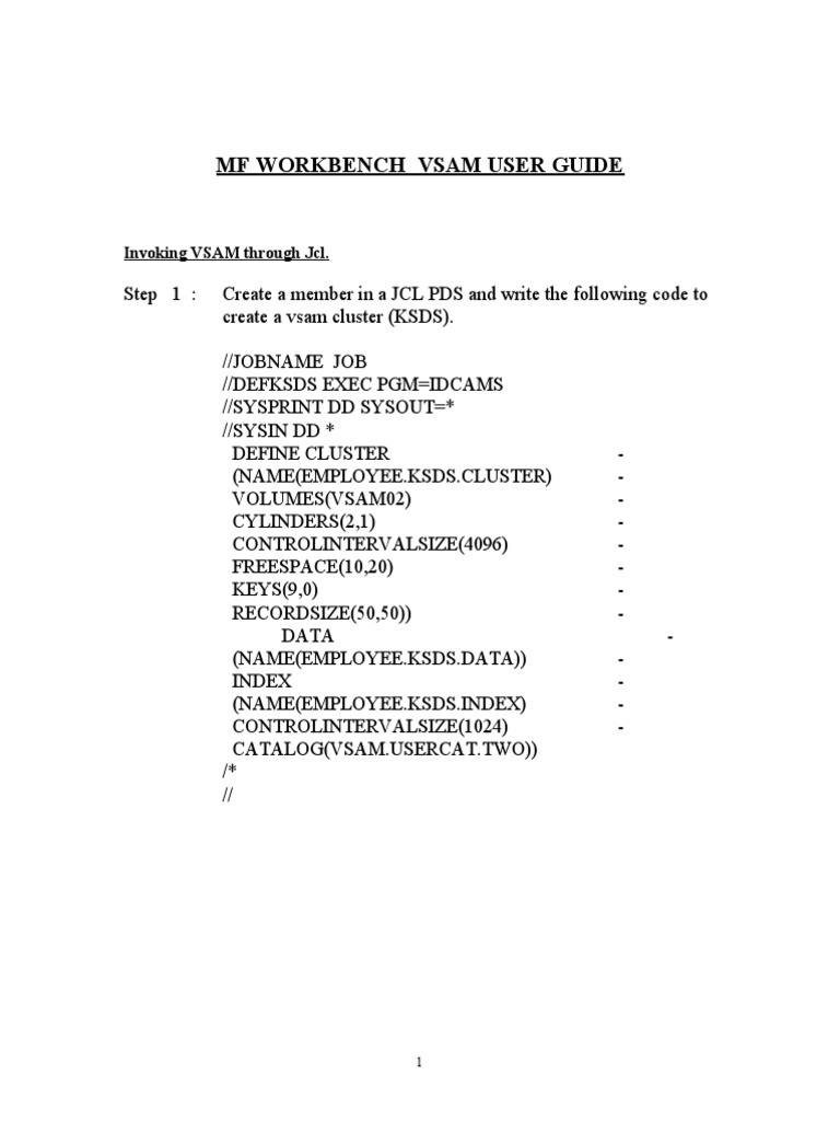 VSAM JCL Guide: Create & Manage Clusters | PDF | Operating System ...