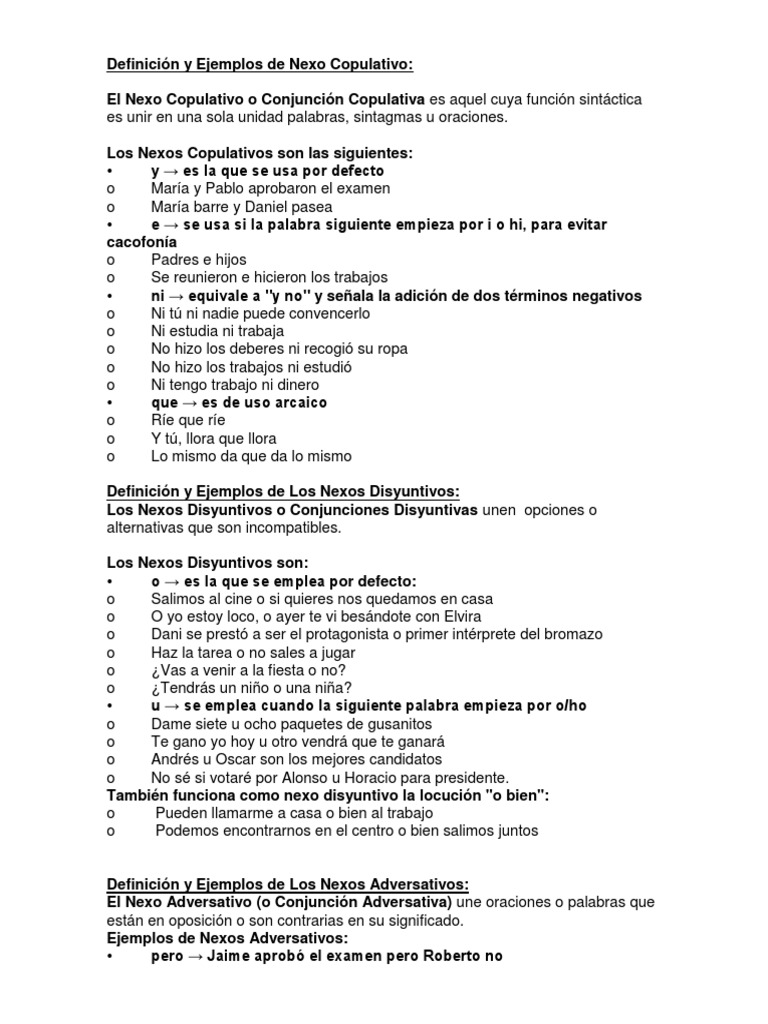 Definición y Ejemplos de Nexo Copulativo