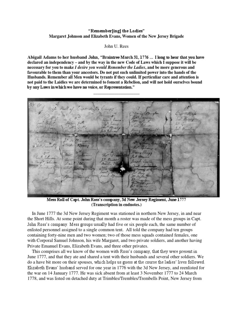 "Remember (Ing) The Ladies": Margaret Johnson and Elizabeth Evans ...