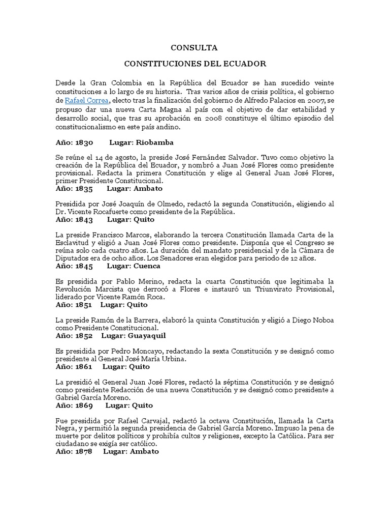 Constituciones Ecuador Pdf Ecuador Formas De Gobierno