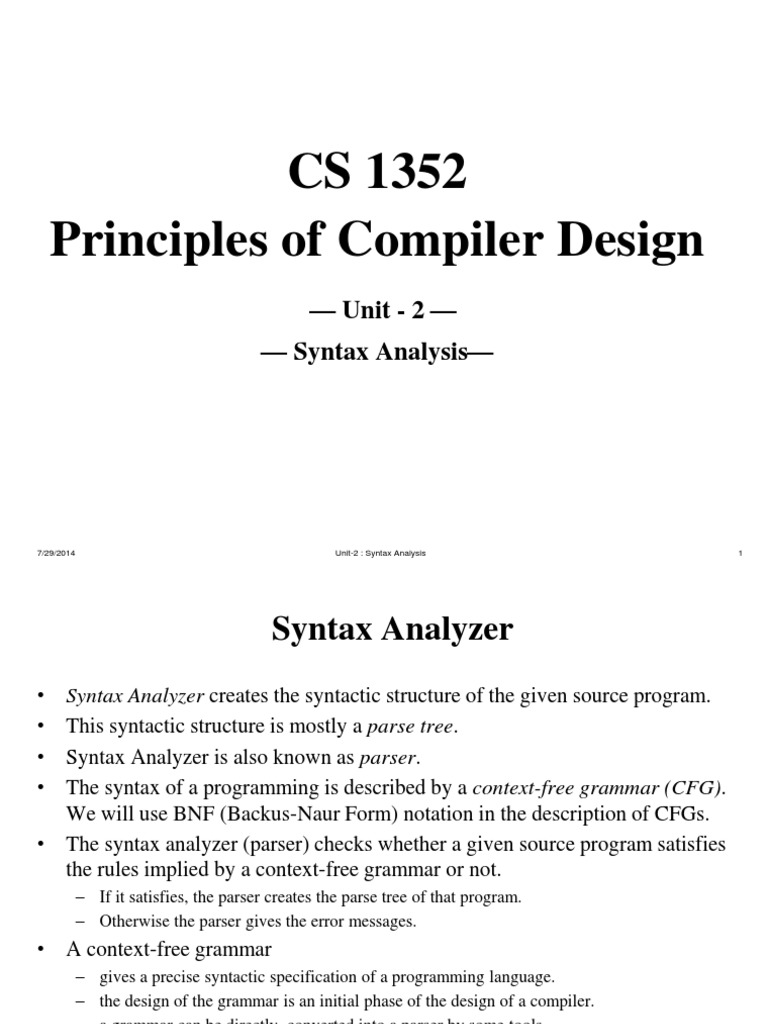 Compiler Design Unit 2 | PDF | Parsing | Computer Science