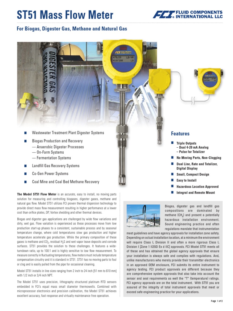 ST51 Data Sheet RevC | PDF | Biogas | Anaerobic Digestion