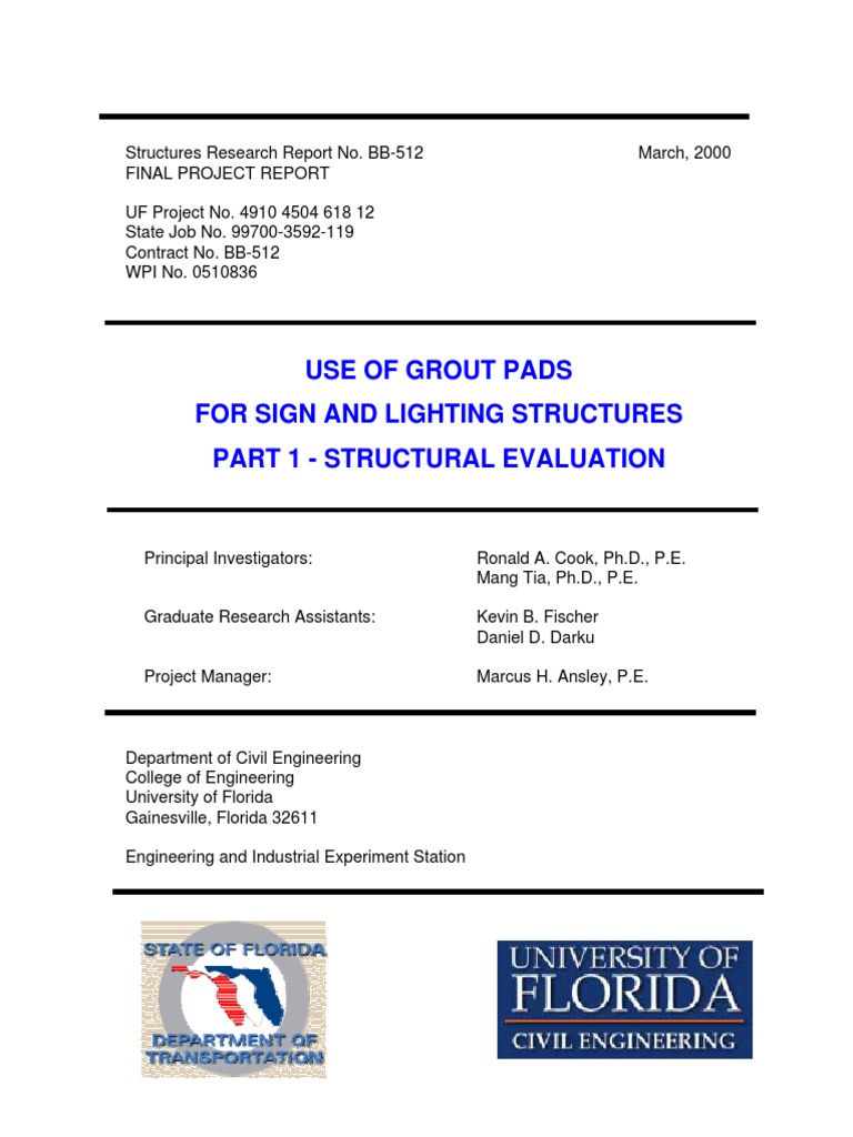 Grout - Base Plate | Deformation (Engineering) | Bending