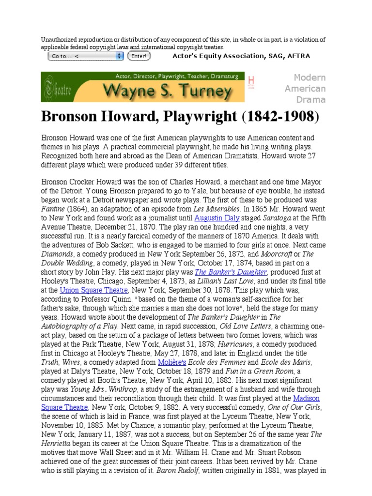 Bronson Howard | PDF | Theatre | Entertainment