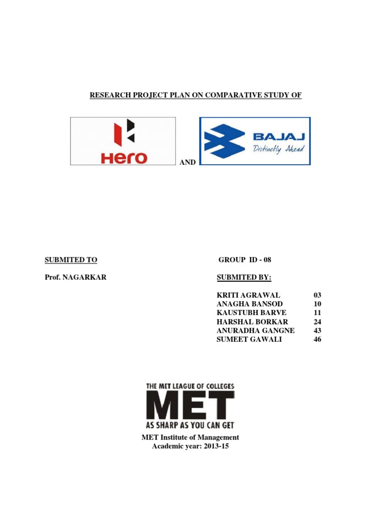Research Project Plan On Comparative Study of Hero Honda and Bajaj Auto ...