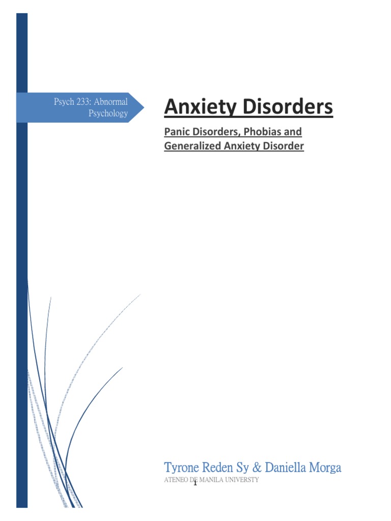 A Project Paper On Anxiety Disorders (DSM5) | PDF | Phobia | Anxiety ...