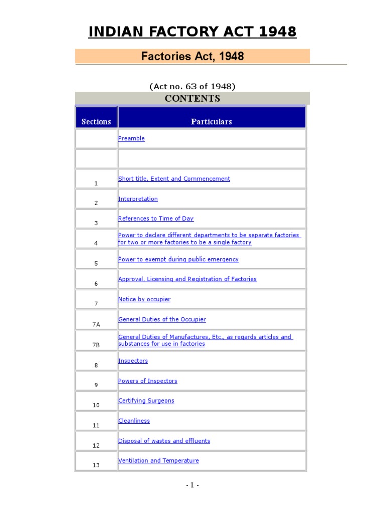 Indian Factory Act 1948 (The Factories Act 1948) | PDF | Business