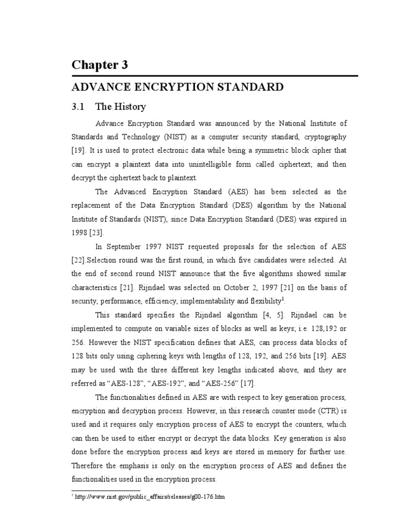 Advance Encryption Standard: 3.1 The History | PDF | Cryptography ...