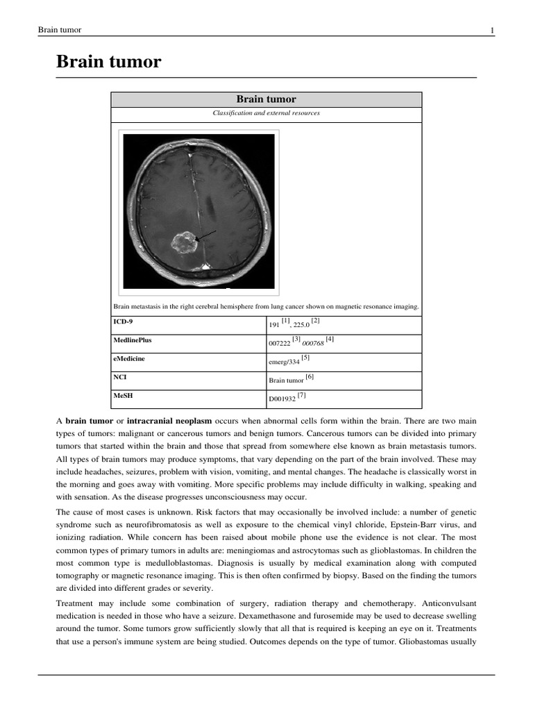 Brain Tumor | PDF