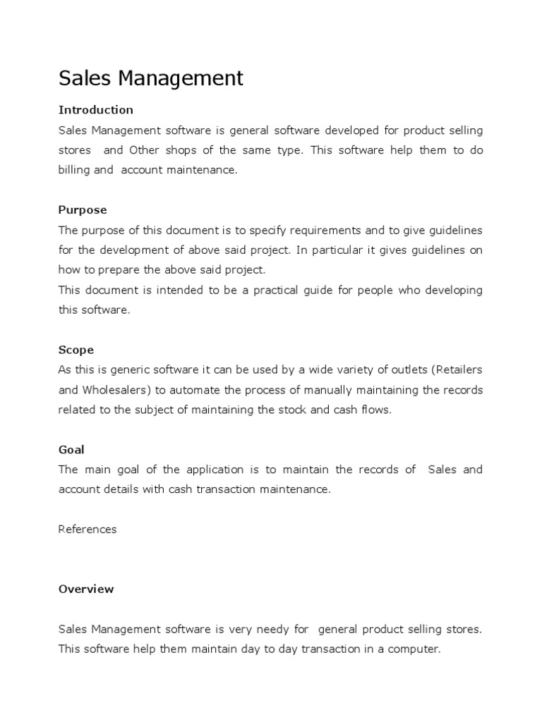 Sales Management Synopsis | Sales | Automation