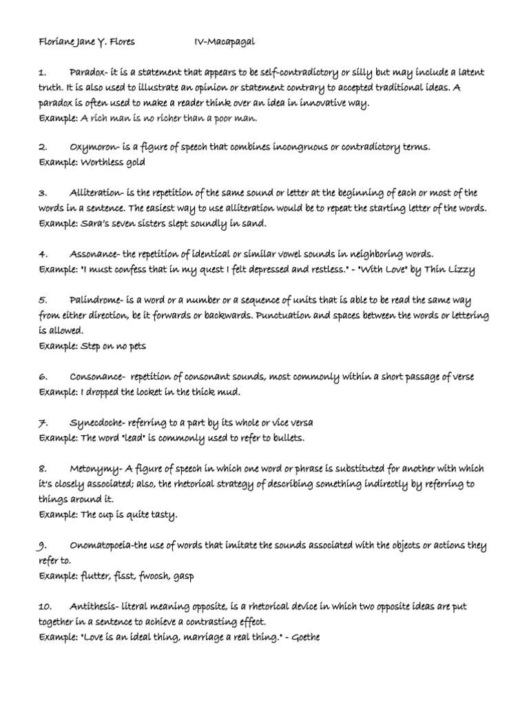 Figure of Speech | PDF | Literary Techniques | Poetic Devices