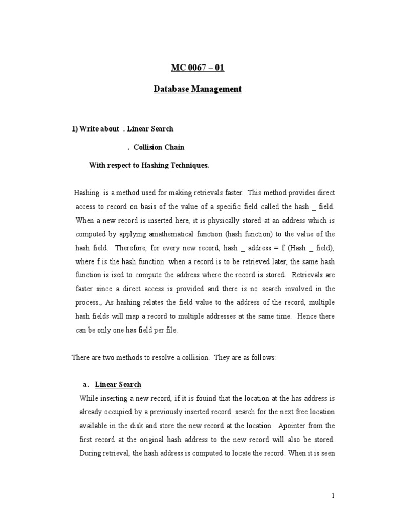 MC 0067-Database MGT | PDF | Databases | Server (Computing)