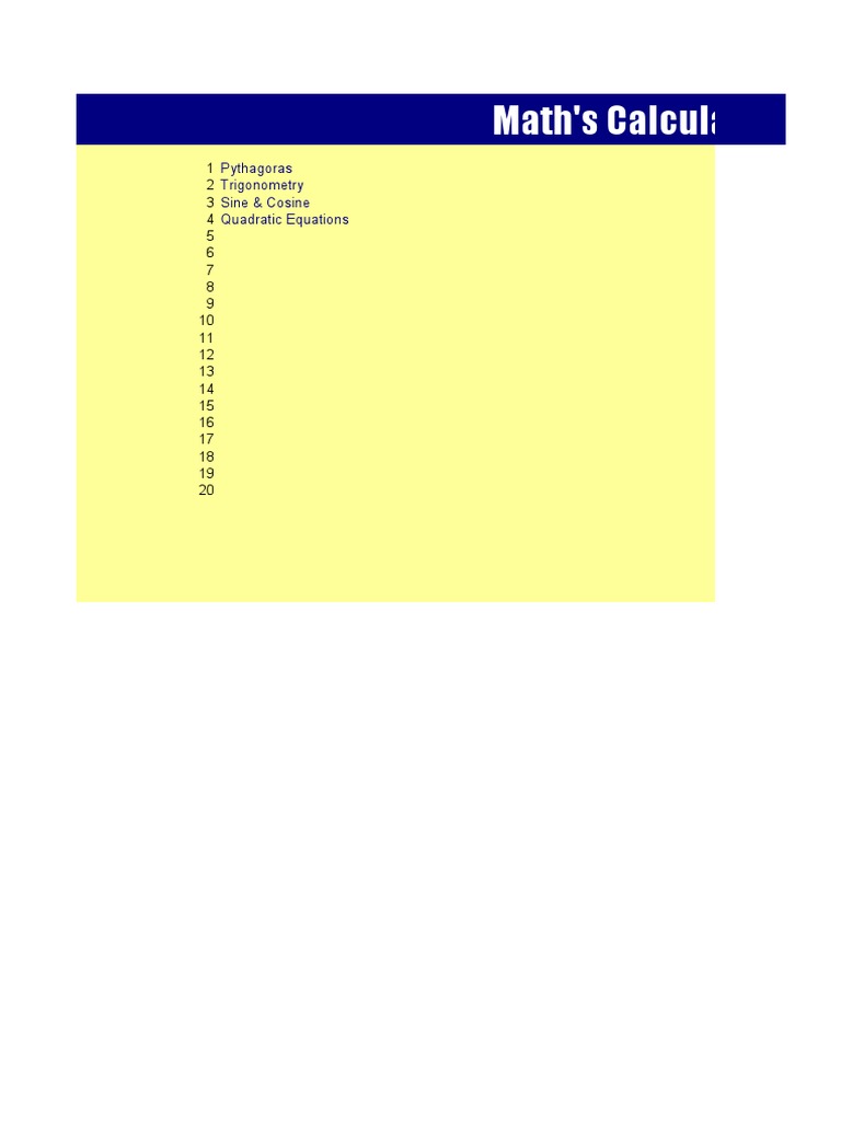 Math's Calculators: Pythagoras Trigonometry Sine & Cosine Quadratic ...