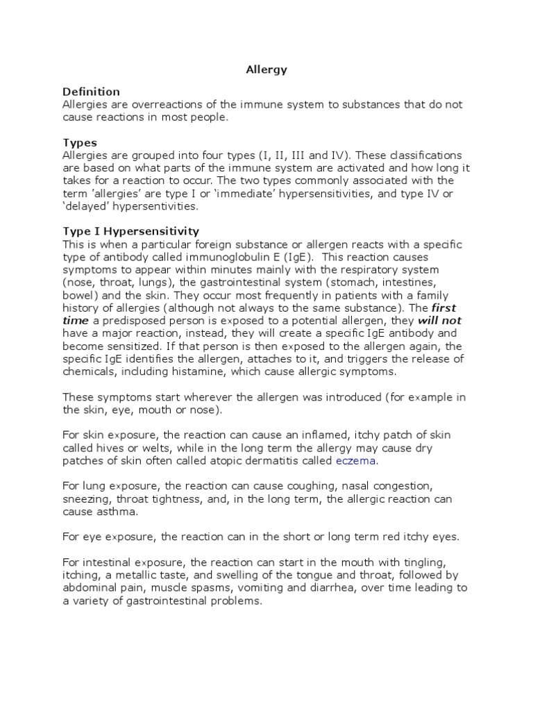 Allergy Notes | Allergen | Allergy