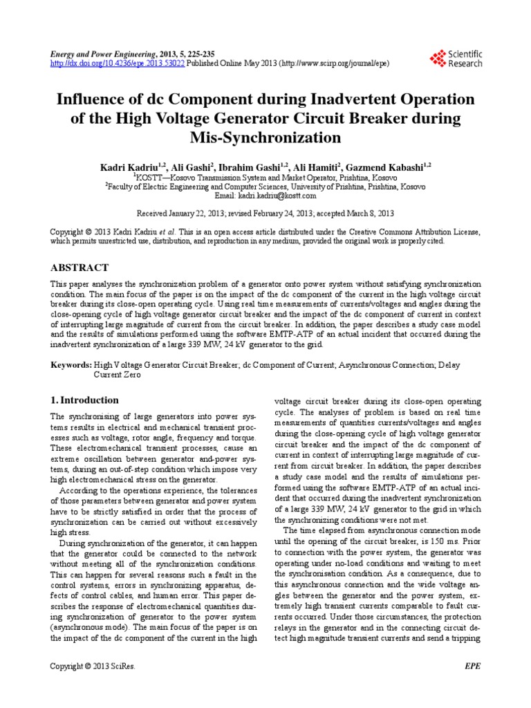 Influence of DC Component During Inadvertent Operation of The High ...