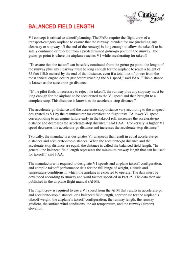 Balanced Field Length | Download Free PDF | Takeoff | Runway