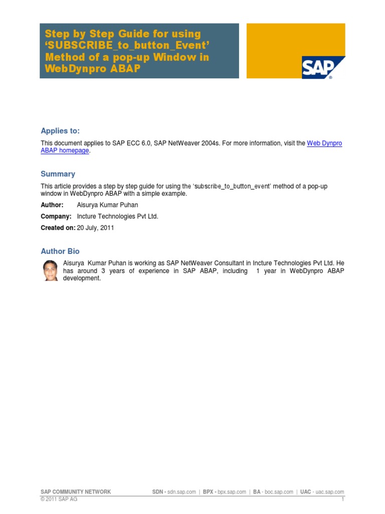 Step by Step Guide For Using 'SUBSCRIBE - To - Button - Event' Method of A Pop-Up Window in ...