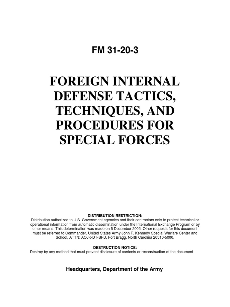 US Special Forces Counterinsurgency Manual FM 31-20-3 | PDF ...
