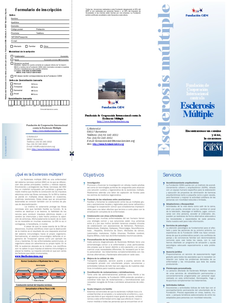 Triptico CiEM PDF | PDF | Mielina | Esclerosis múltiple