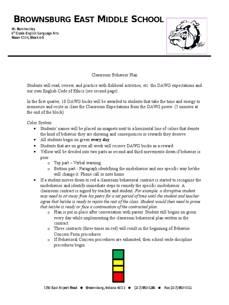 6th Grade Classroom Behavior Guide | PDF | Pedagogy | Quality Of Life