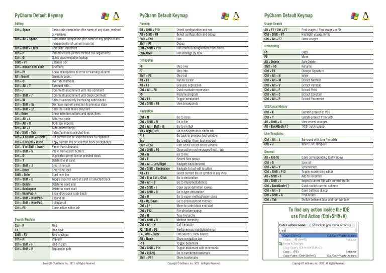 PyCharm ReferenceCard | PDF | Parameter (Computer Programming) | Computer Programming