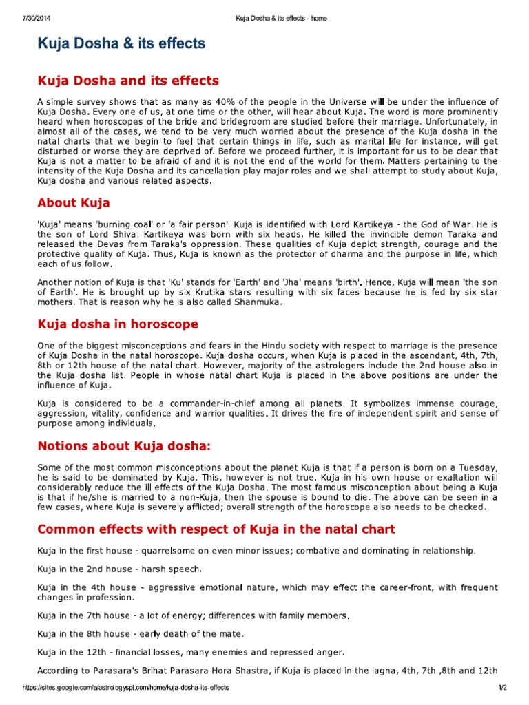 Kuja Dosha & Its Effects - Home | PDF | Language Arts & Discipline ...