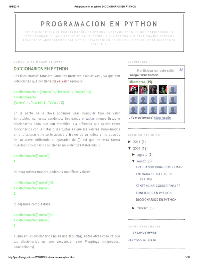 Programacion En Python Diccionarios En Python Python Lenguaje De Programación Notación