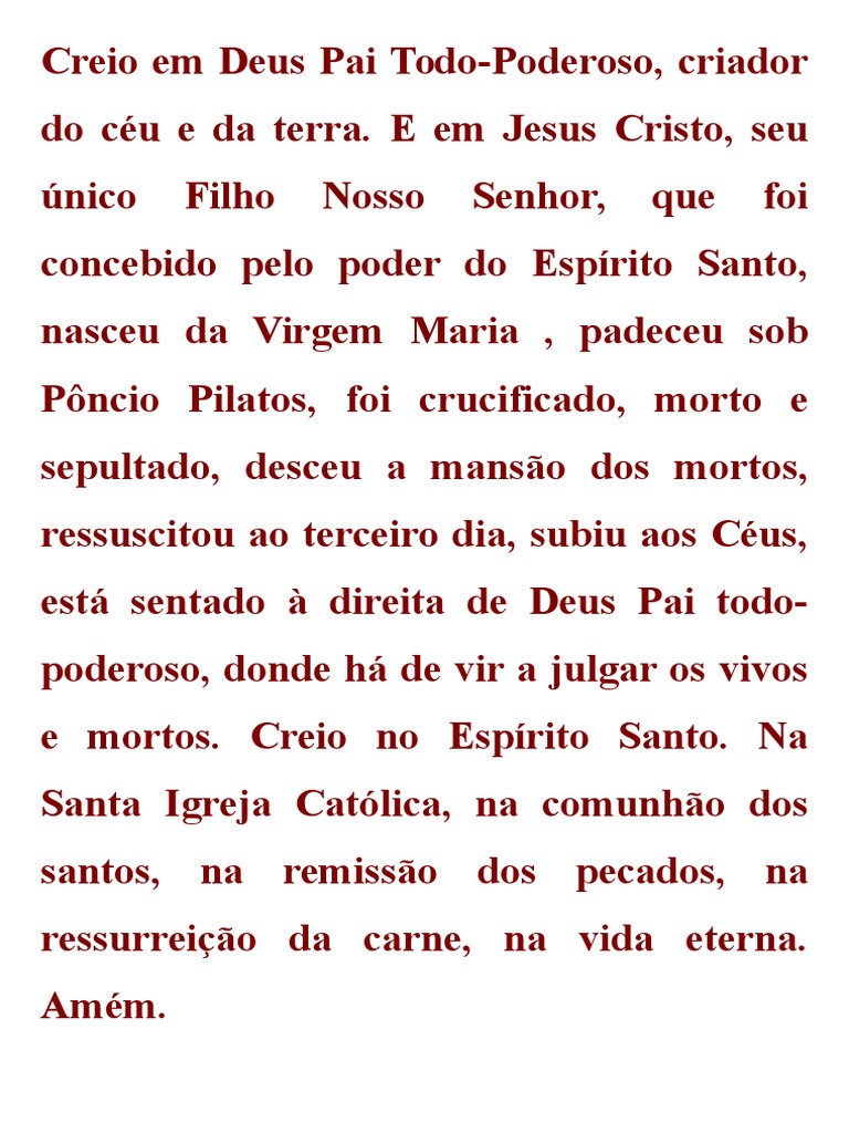 Dinâmica Da Oração Do Credo | PDF