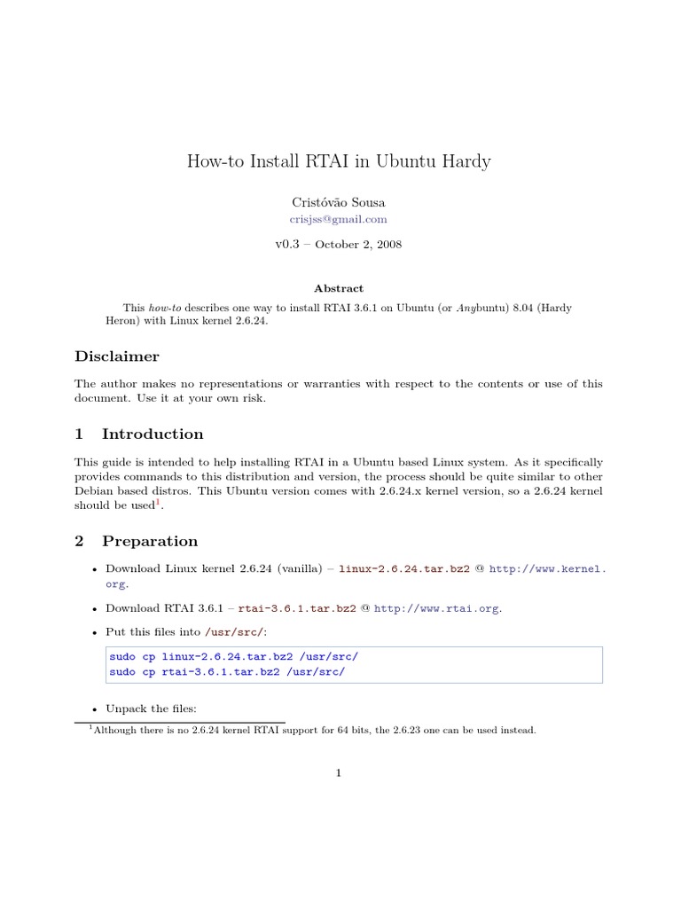 How-To Install RTAI in Ubuntu Hardy | PDF | Central Processing Unit | System Software