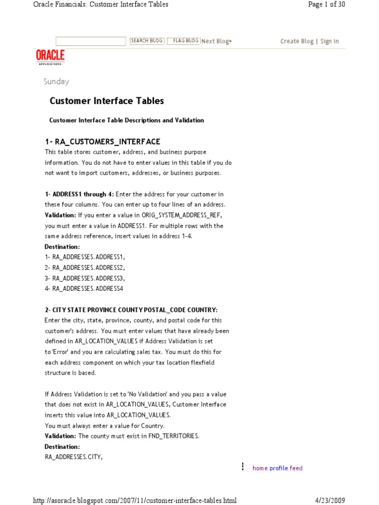 Customer Interface Tables | PDF | Application Programming Interface ...