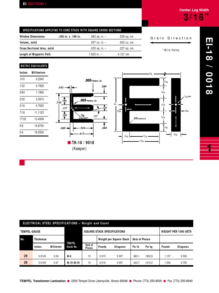 Tempel Steel Lamination Specifications | PDF | Pound (Mass) | Lamination