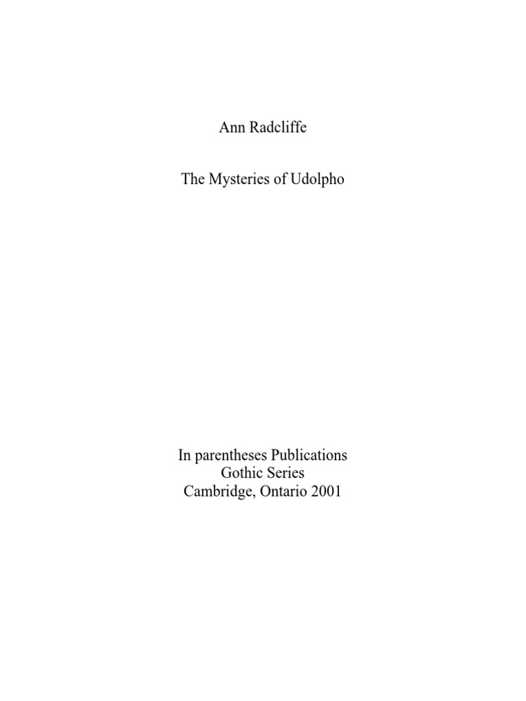 Radcliffe Udolpho | PDF | Trees | Hope