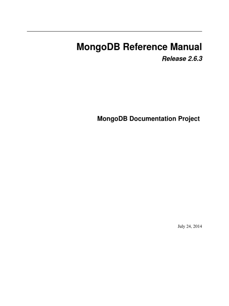 MongoDB Reference Manual PDF | PDF | Mongo Db | Databases MongoDB Reference Manual PDF | PDF | Mongo Db | Databases