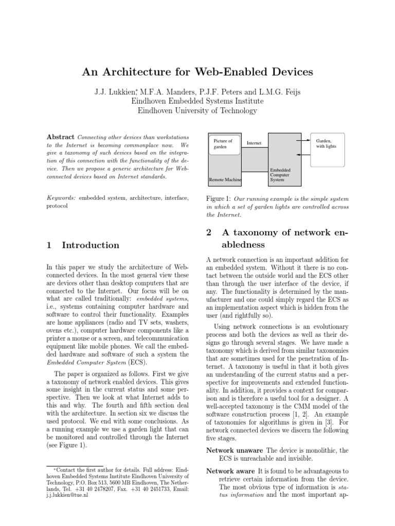 An Architecture For Web-Enabled Devices | PDF | Embedded System ...