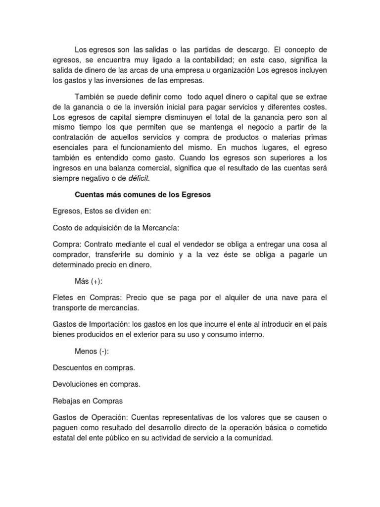 Los diferentes tipos de egresos y su importancia en la contabilidad de ...