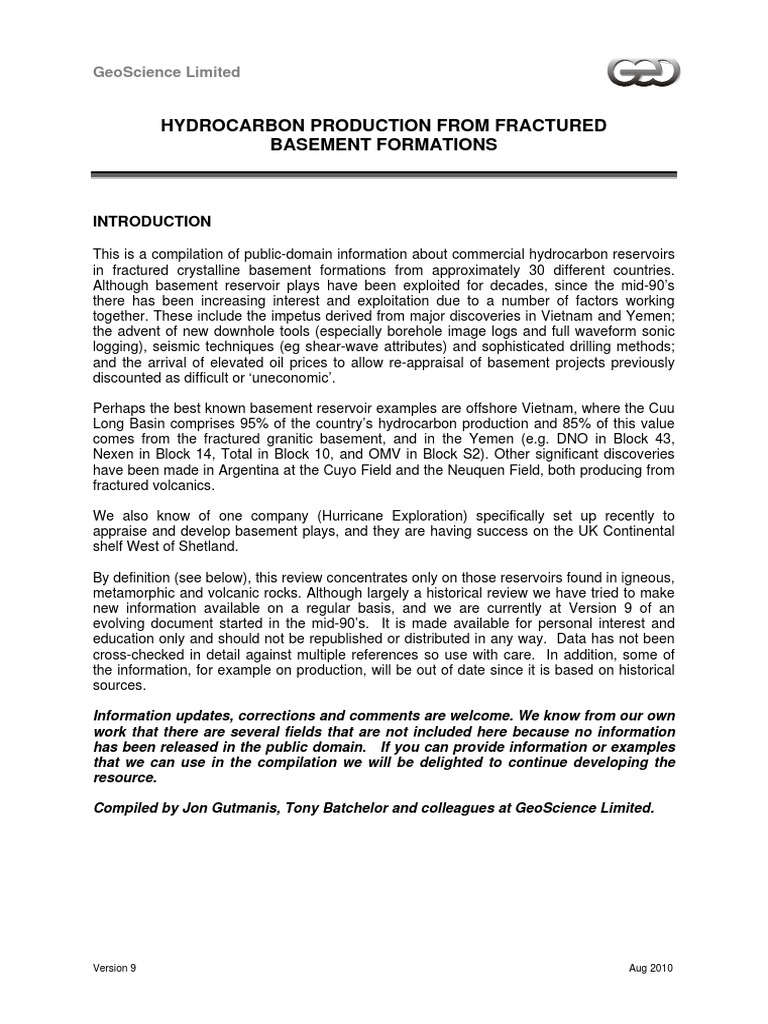 Fractured Basement Reservoirs Overview | PDF | Petroleum Reservoir ...