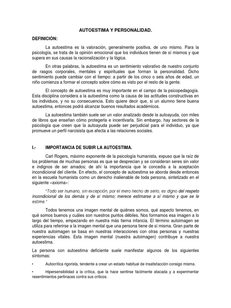 Autoestima y Personalidad | PDF | Autoestima | Liderazgo