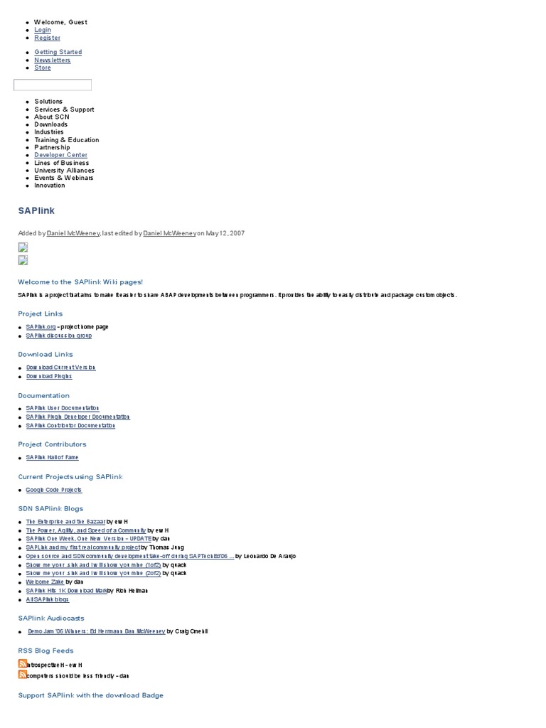 Sap Community Network Wiki Abap Development Saplink Pdf Blog Wiki