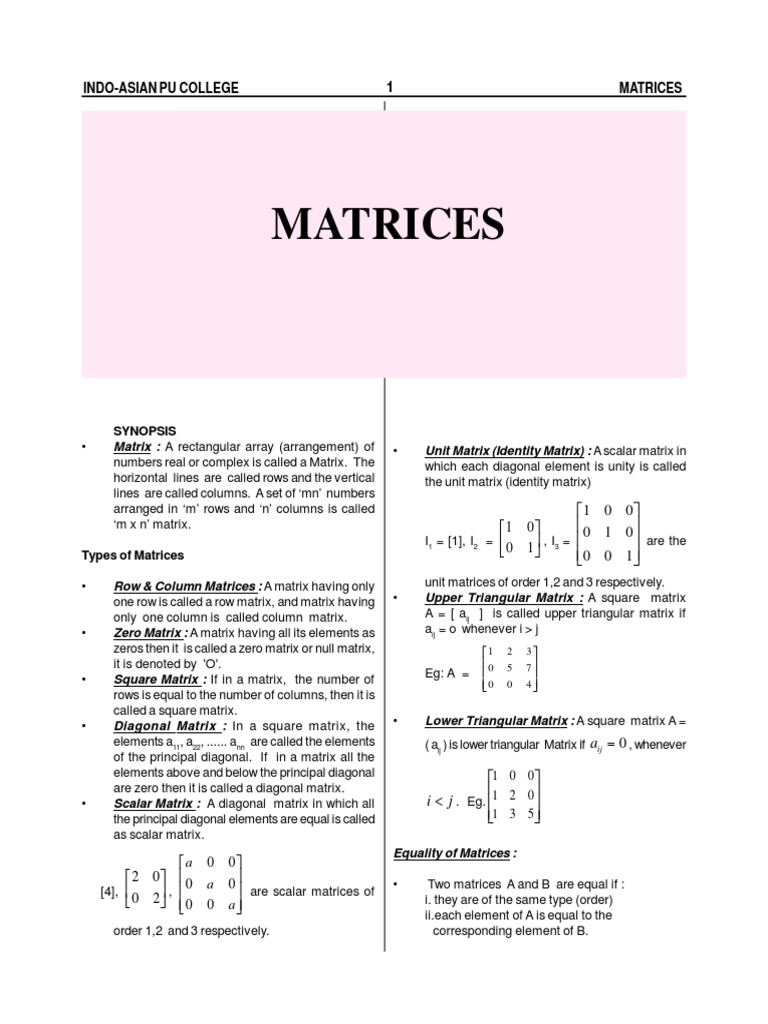 Matrices | PDF | Matrix (Mathematics) | Functional Analysis